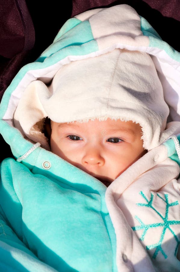 Portrait of a Cute Baby Wearing a Winter Hat Stock Image - Image of ...