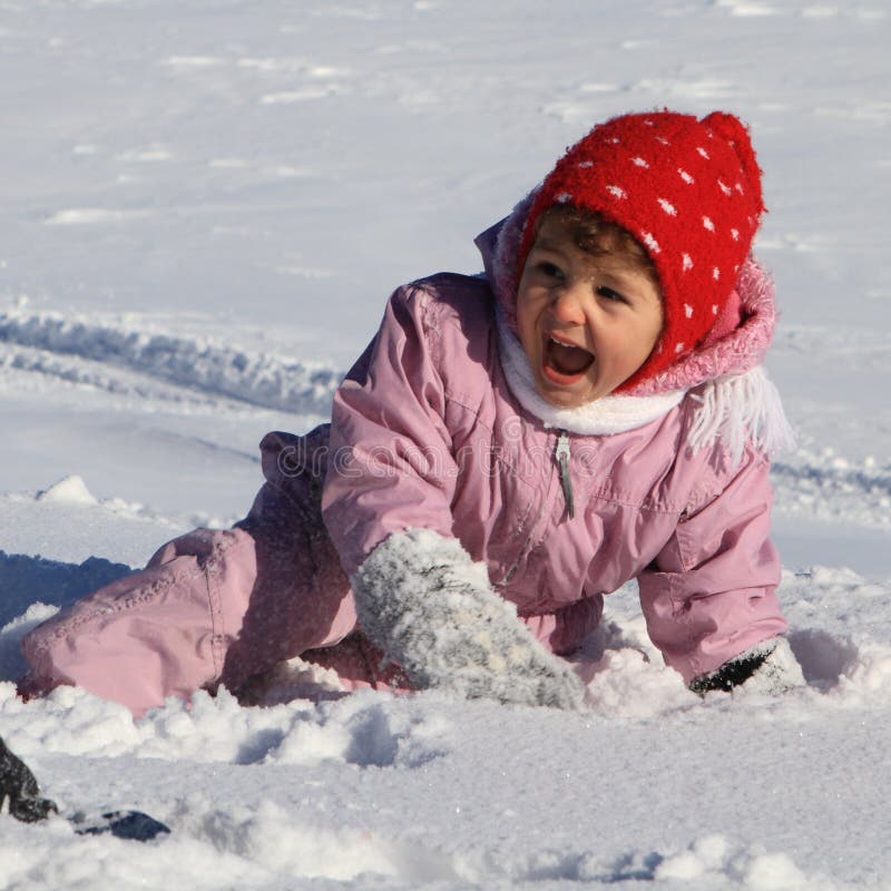 Winter baby in snow stock image. Image of security, rest - 20673463