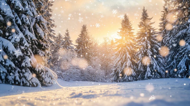 Winter Backdrop with Gently Falling Snowflakes in the Air Stock ...