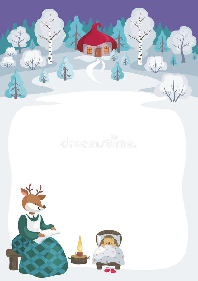 Winter Background with Funny Kids Stock Vector - Illustration of cute ...