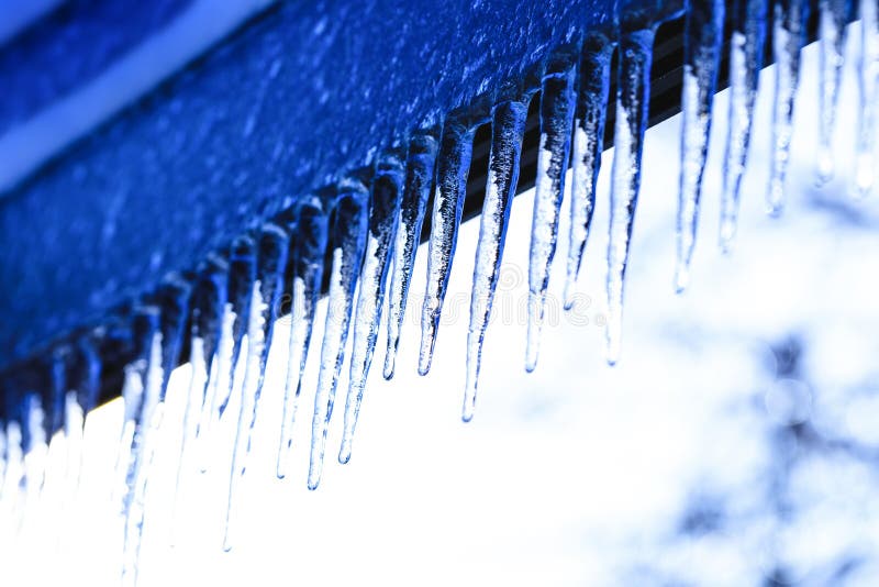 Winter Background with Crystal Icicles and Falling Shiny Drops. Icicle ...