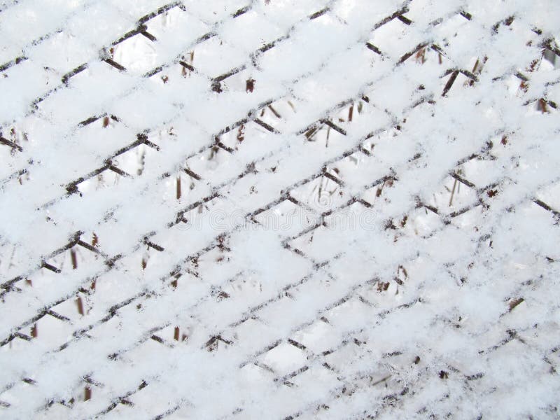 Winter Background. Snow on the Iron Grid Stock Image - Image of iron ...