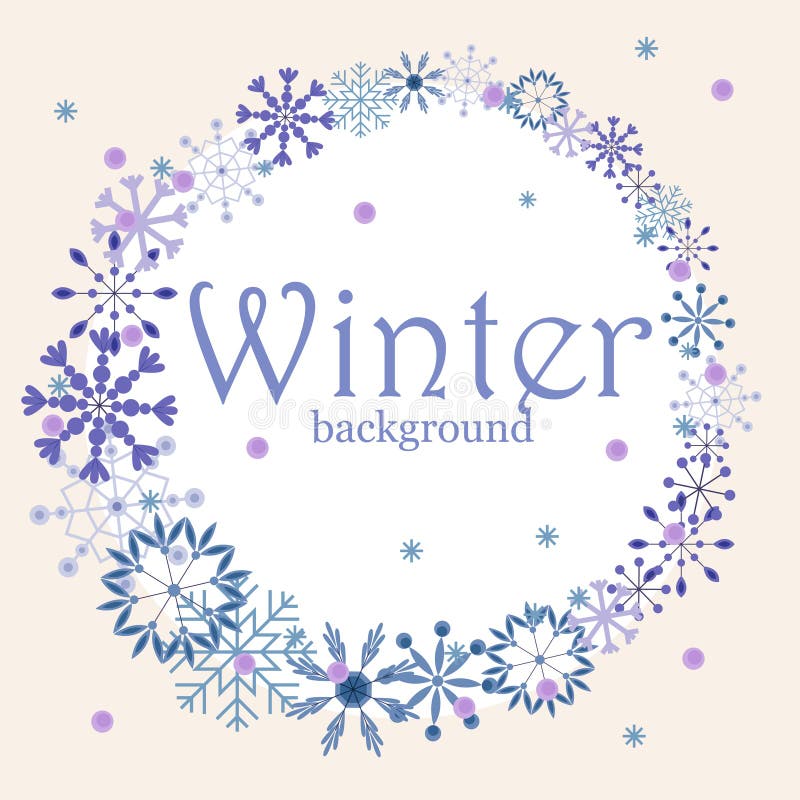 Winter Background with Vintage Snowflakes and Round Banner Stock Vector ...