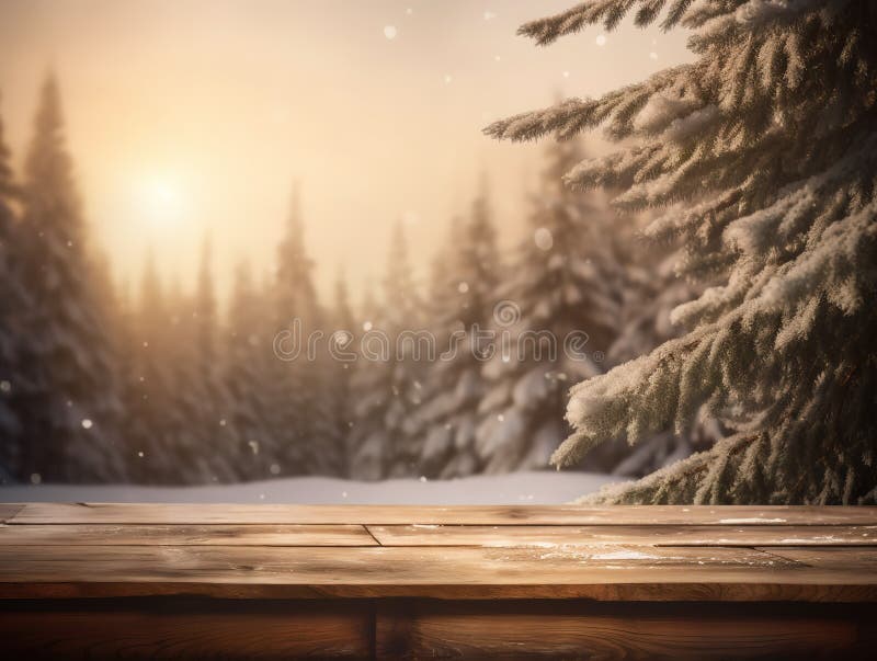 Winter Background on Wooden Table Surface Looks Nice Stock Illustration ...
