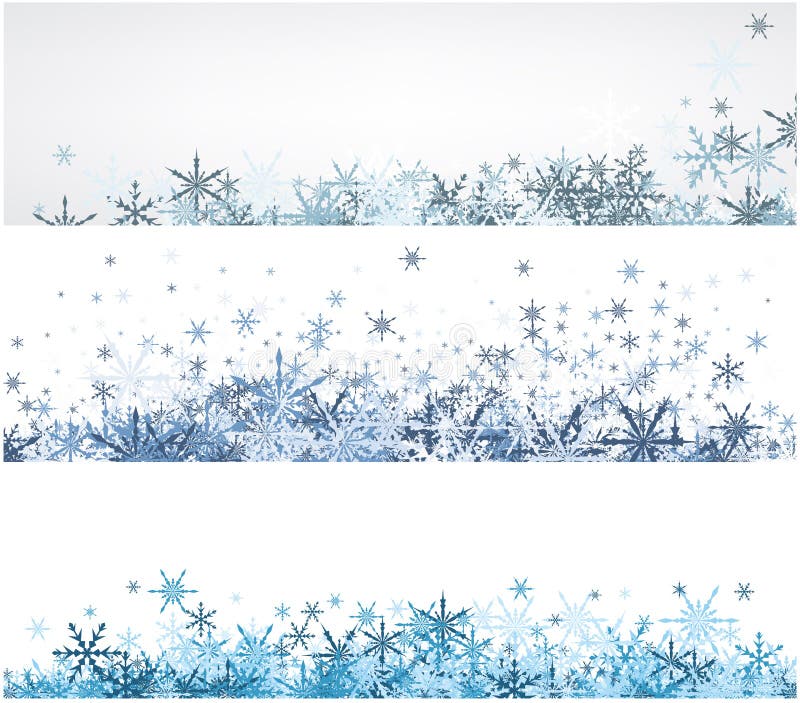 Winter Banners Set with Blue Snowflakes. Stock Vector - Illustration of ...