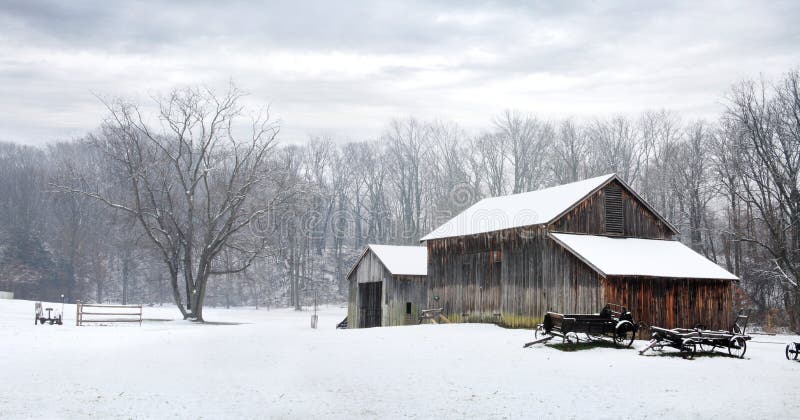 Winter Barn stock image. Image of landscape, structures - 18551211