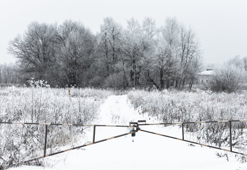 Winter barrier gate stock photo. Image of boundary, lock - 28463202