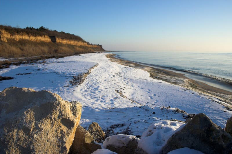 Winter beach scene stock photo. Image of cool, calm, peace - 4006418
