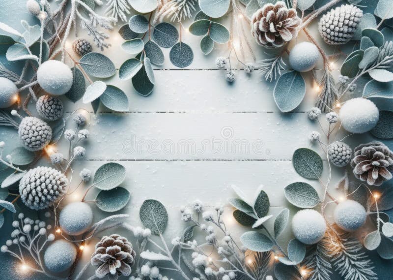 Winter Beautiful Frame Adorned with Pinecones,winter Berries ...