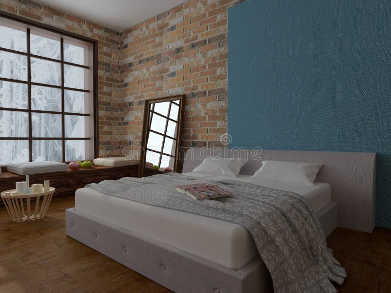 Winter bedroom corner stock illustration. Illustration of furniture ...