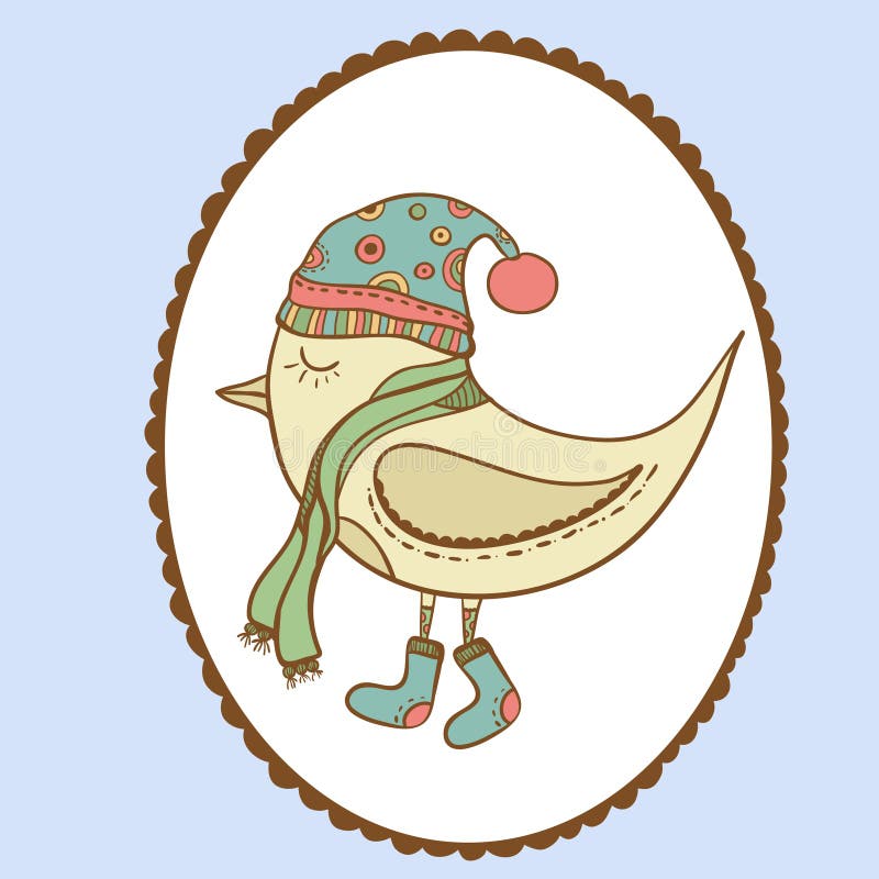 Winter Bird in Openwork Frame. Bird in Clothing . Stock Vector ...