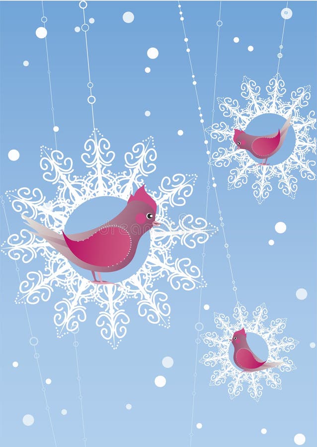 Birds on Branch Border stock illustration. Illustration of winter - 7049756