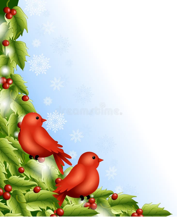 Birds on Branch Border stock illustration. Illustration of winter - 7049756