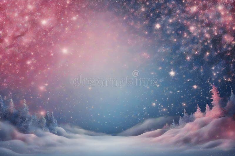 Winter Blue Pink Starry Background Stock Illustration - Illustration of ...
