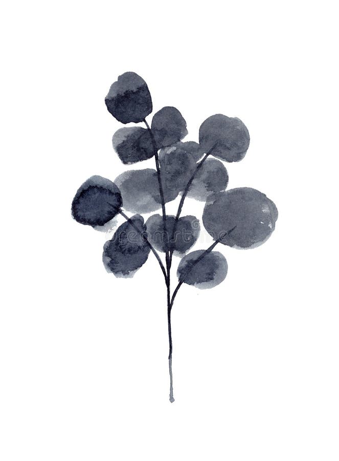 Winter Blue Tree Watercolor Painting Isolated Stock Illustration ...