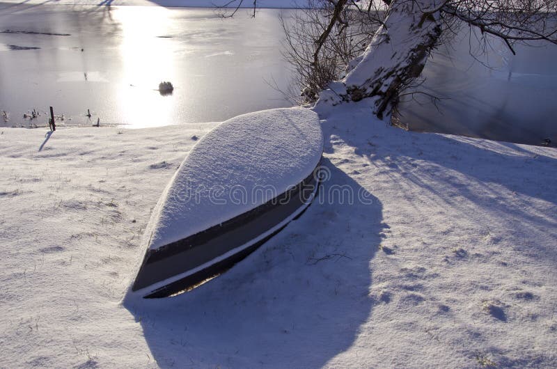 Winter Boat Under Snow stock photo. Image of cold, rural - 50542410