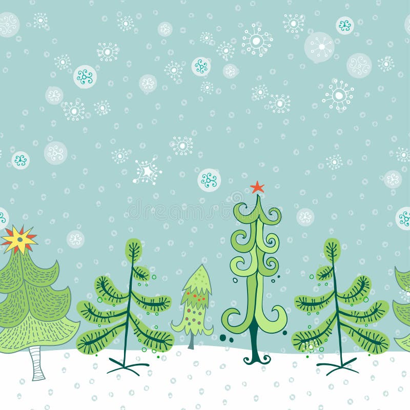 Winter Border with Christmas Trees Stock Vector - Illustration of ...