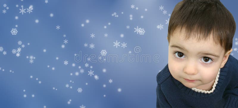 Winter Boy Child on Snowflake Background Stock Image - Image of kids ...