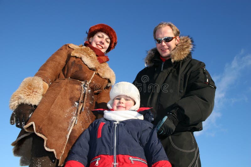 Winter family on snow2 stock photo. Image of family, season - 1941348