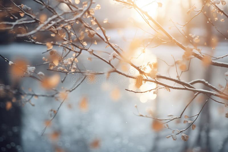 Winter Branches with Bokeh Highlights Stock Illustration - Illustration of branches, festive ...