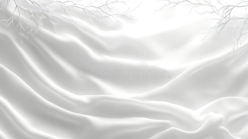 Winter Branches Frame White Draped Fabric Background Stock Image ...