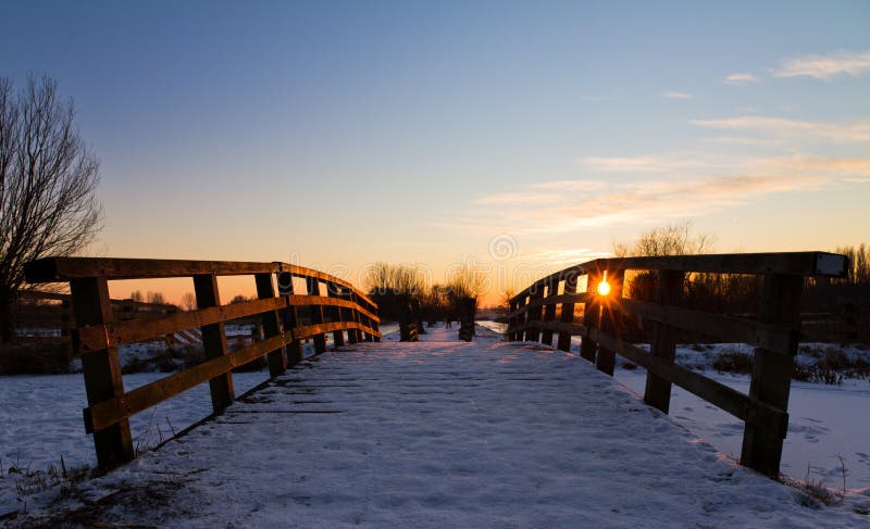 Winter bridge stock photo. Image of silhouette, relax - 26050944