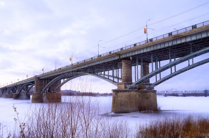 Winter bridge stock image. Image of city, path, freeze - 81816049