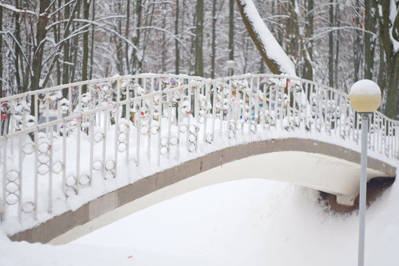 Bridge in the snow stock image. Image of japanese, historic - 94048787