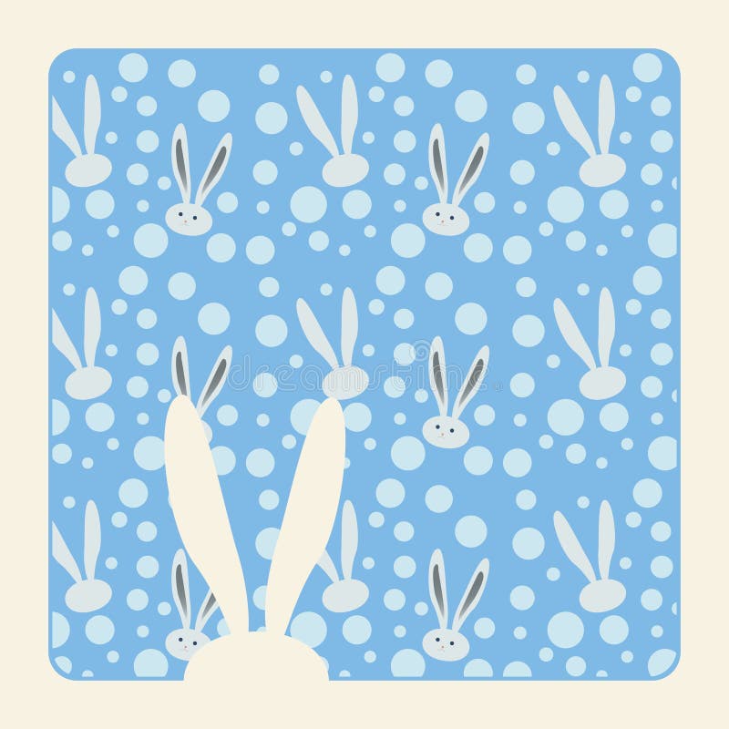 Winter Holiday Bunny Sign, Abstract Falling Snow with Cute Rabbit ...