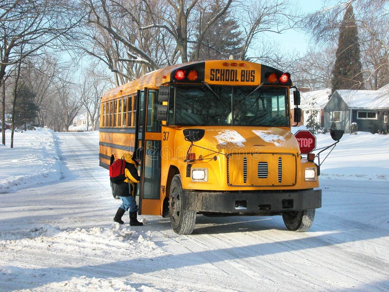 Winter School Bus stock image. Image of education, schoolbus - 6248661