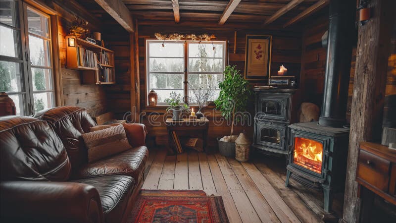 Winter Cabin Interior stock footage. Video of rest, indoors - 306193946