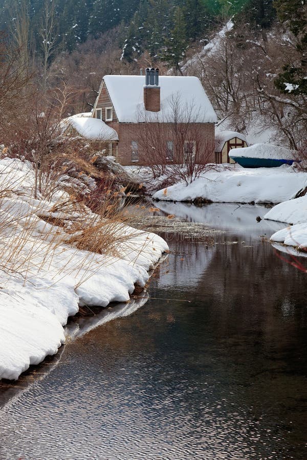 Winter cabin in the snow stock image. Image of cabin - 110040573