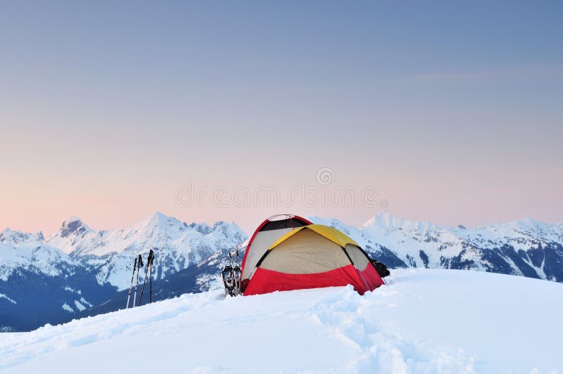Winter Camping at Huntoon Point on Artist Ridge Stock Photo - Image of ...