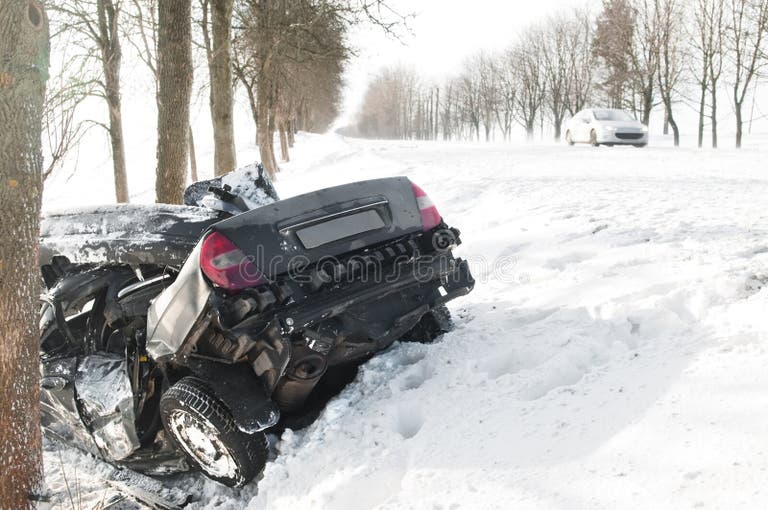 Winter car crash accident stock photo. Image of broken - 18312462