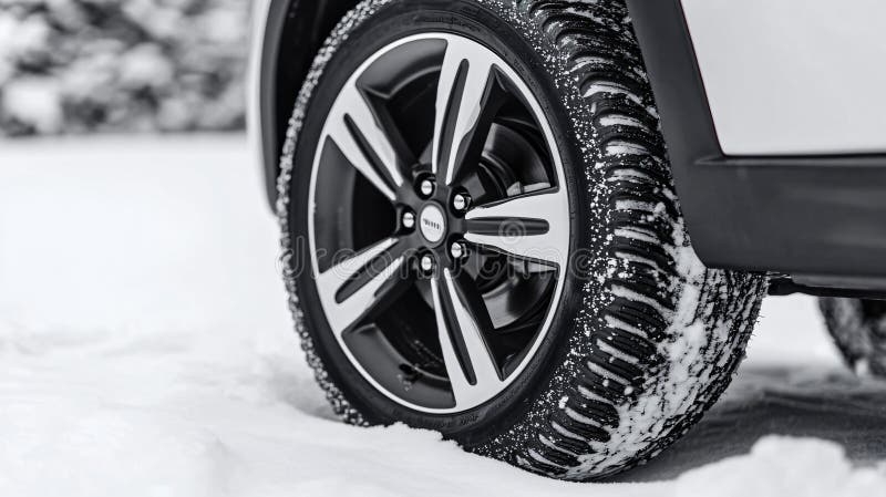 Winter Car Tire Group with Snowy Background Stock Photo - Image of road ...