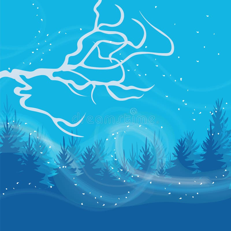 Winter Card with Cold Wind Blowing Stock Vector - Illustration of ...