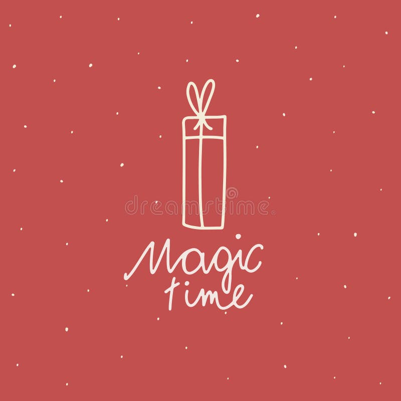 Winter Card Cover or Postcard Design. Hand Drawn Text: Magic Time, Gift ...