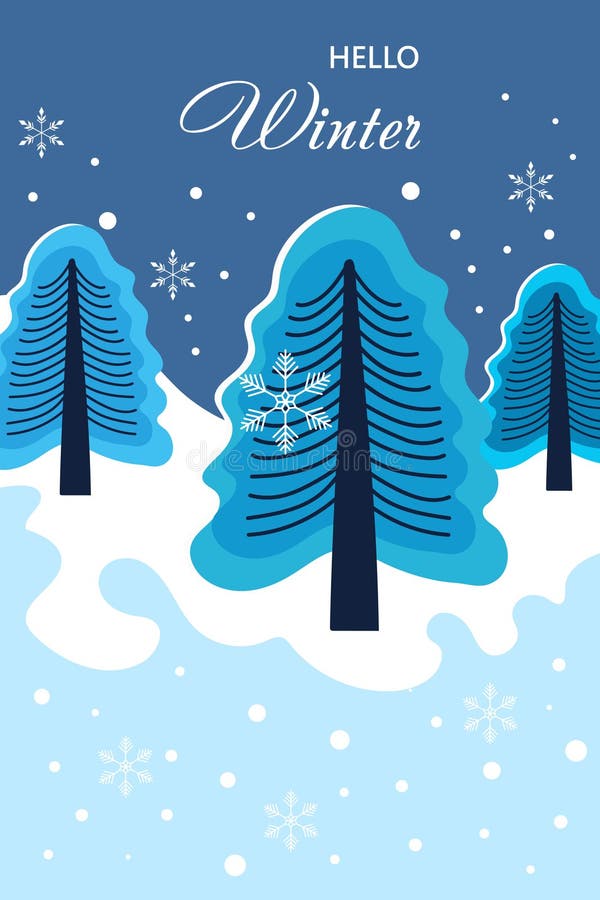 Winter Card with the Inscription Hello Winter Stock Vector ...