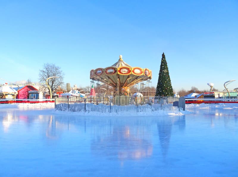 Winter carousel creeping editorial stock image. Image of celebration ...