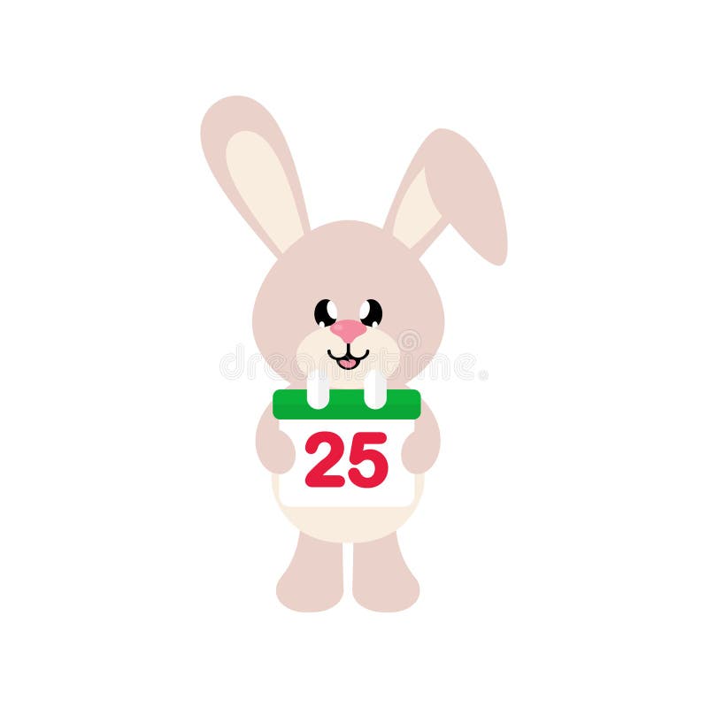 Winter Cartoon Cute Bunny with Christmas Calendar Stock Vector ...