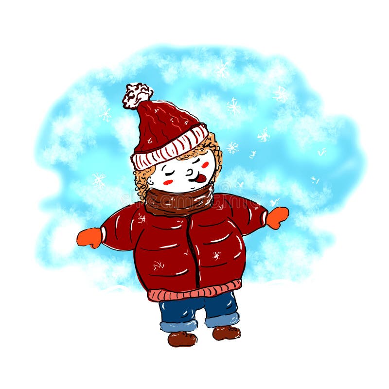 Snowman Catching Snowflake Stock Illustrations – 12 Snowman Catching ...