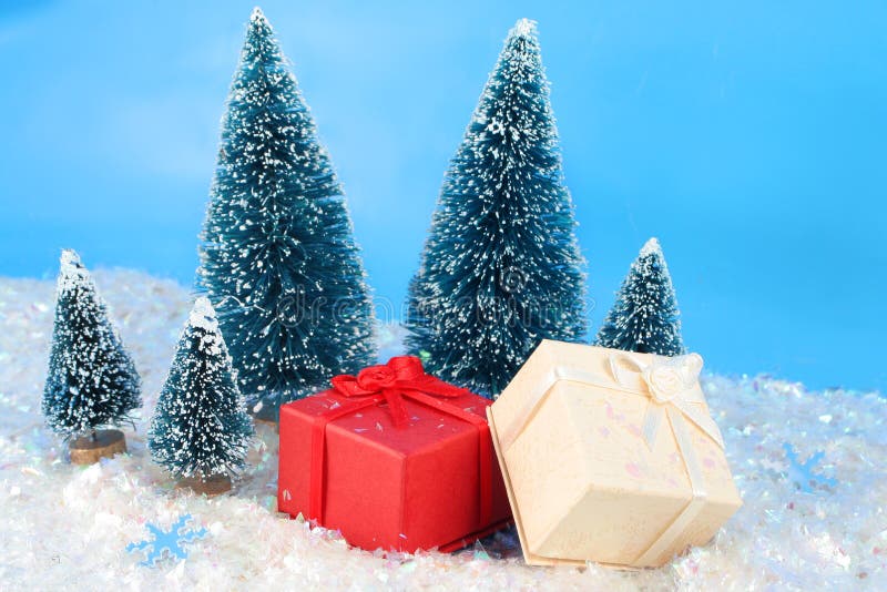 Winter christmas presents stock image. Image of trees - 7112997