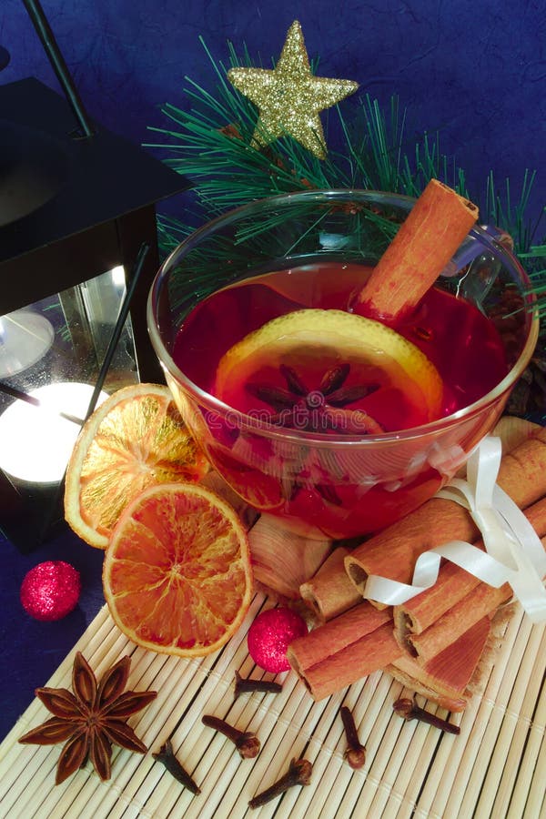 Winter Christmas Tea with Lemon, Cinnamon and Anise Star Stock Photo ...