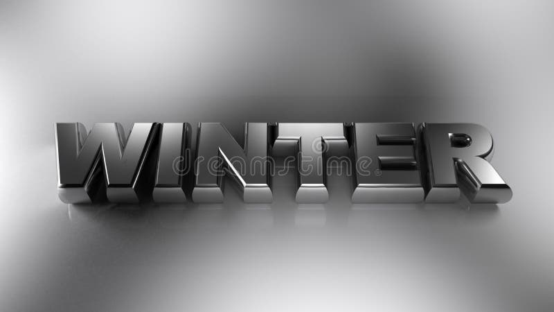 WINTER Chromed on White Surface - 3D Rendering Stock Illustration ...