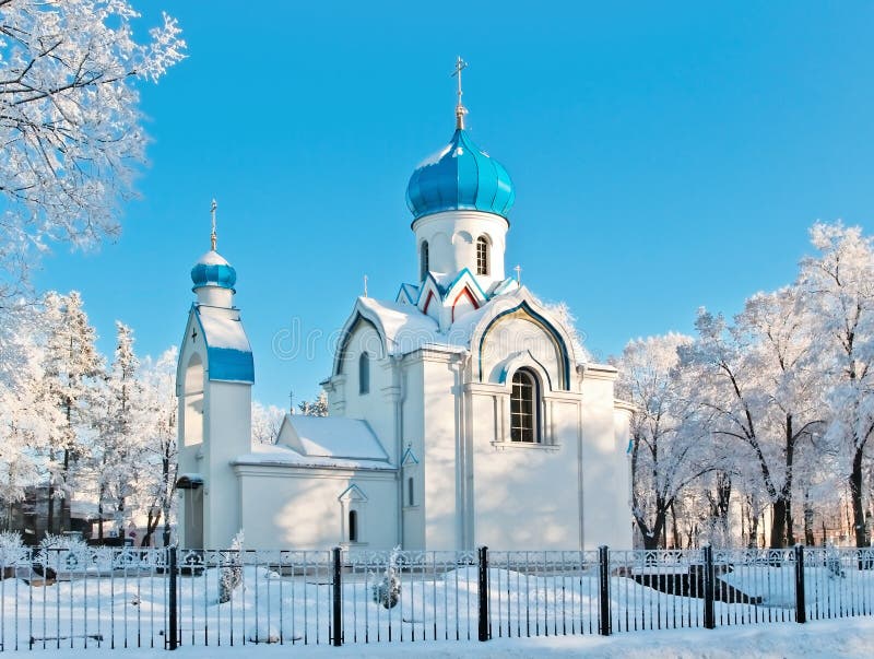 Winter church stock image. Image of seasonal, scenery - 12578137
