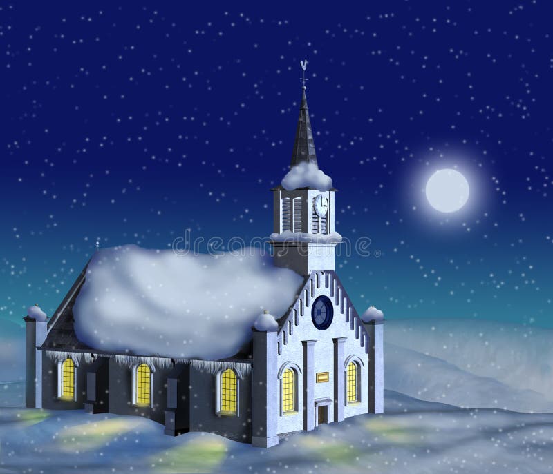 Old church in winter stock illustration. Illustration of country - 22295569
