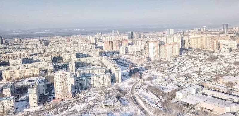 Winter City, High-rise Residential Development, Frost in City Stock ...