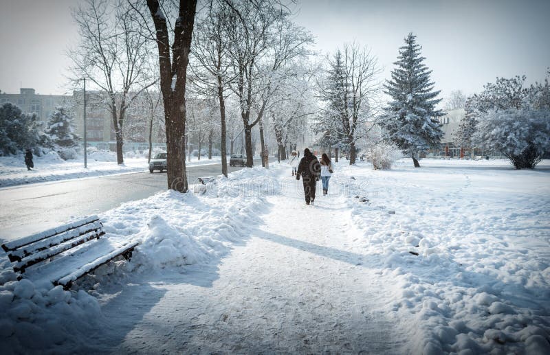 Winter City Walk editorial photography. Image of outdoors - 86164312