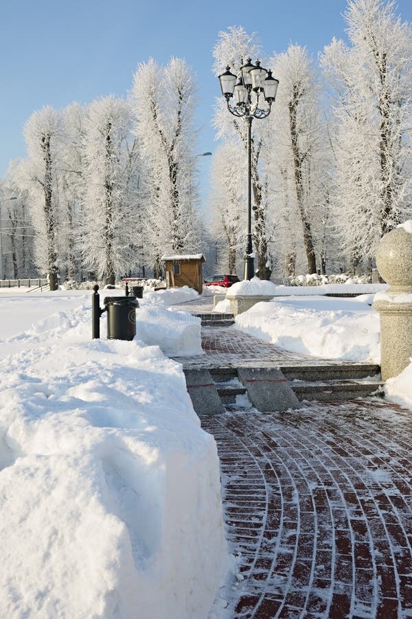 Winter cityscape stock photo. Image of rime, snowdrift - 18052738