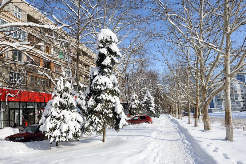 Winter cityscape stock image. Image of scene, road, landscape - 37743289